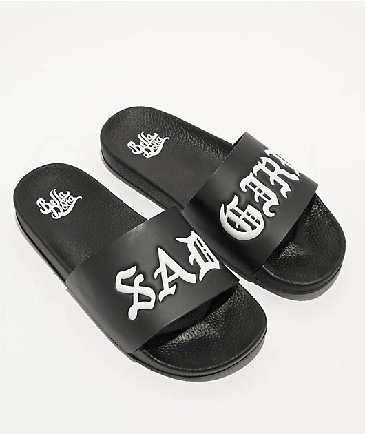 Bella Donna Sad Girl Black Slide Sandals | Zumiez
