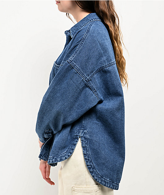 Blu Pepper Oversized Blue Denim Shacket | Zumiez