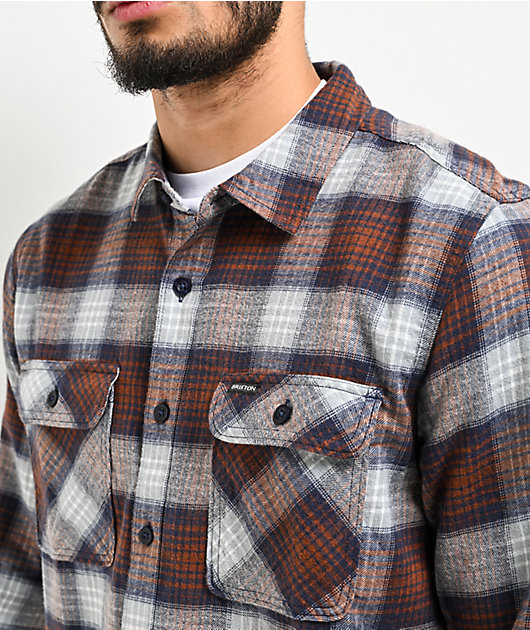 Brixton Bowery Lightweight Blue & Brown Flannel Shirt | Zumiez