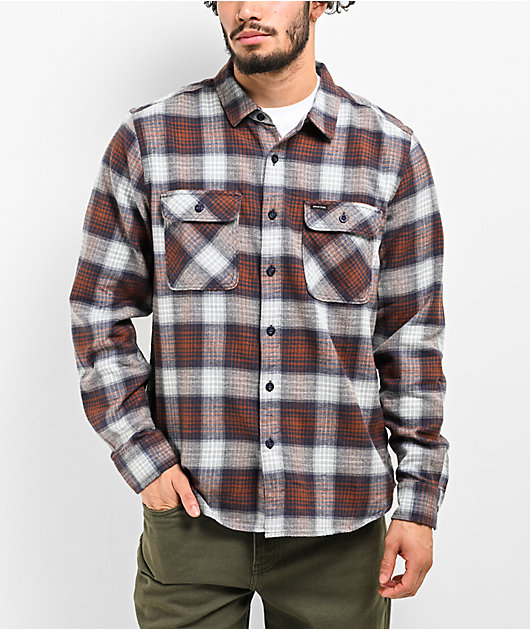 Brixton Bowery Lightweight Blue & Brown Flannel Shirt | Zumiez