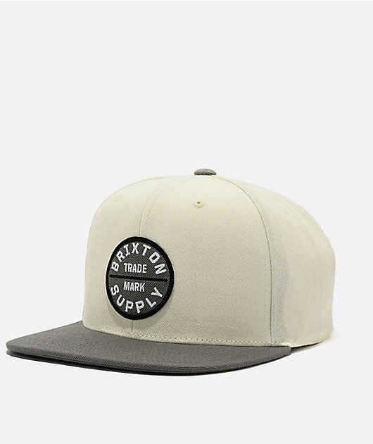 Brixton Oath III Charcoal & Off White Snapback Hat | Zumiez