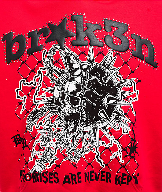 Broken Promises Breakthrough Red Rhinestone Hoodie | Zumiez