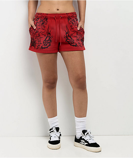 Broken Promises Chaotic Harmony Red Sweat Shorts | Zumiez