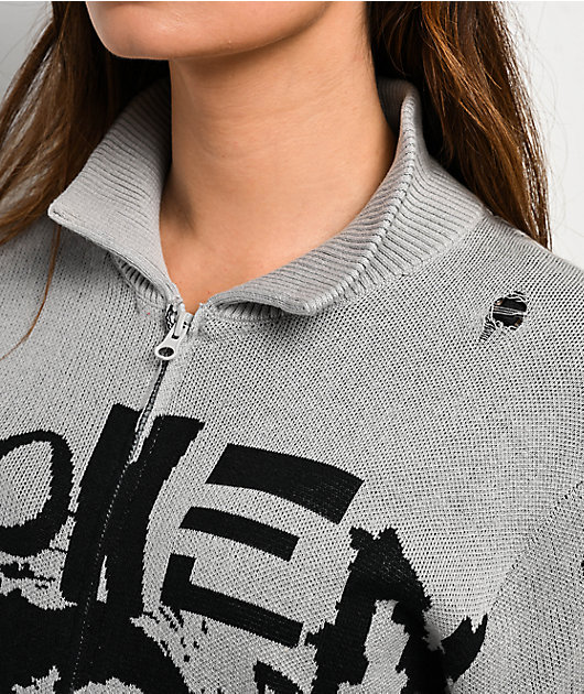 Broken Promises Creeper Grey Zip Sweater | Zumiez