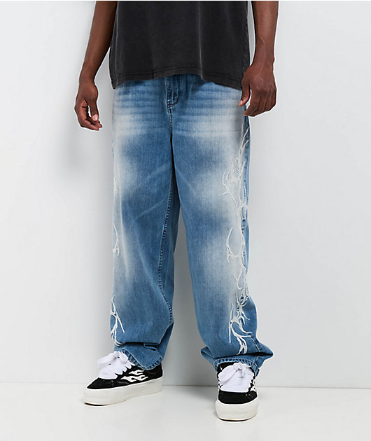Broken Promises CyberSig Blue Wash Baggy Jeans | Zumiez