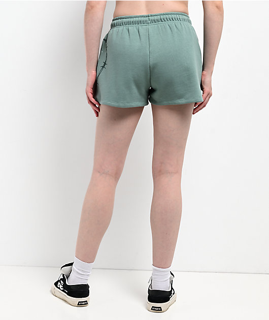 Broken Promises Emotional Embrace Green Sweat Shorts | Zumiez