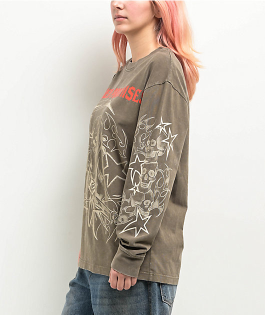 Broken Promises Fear The Reaper Grey Wash Long Sleeve T-Shirt | Zumiez