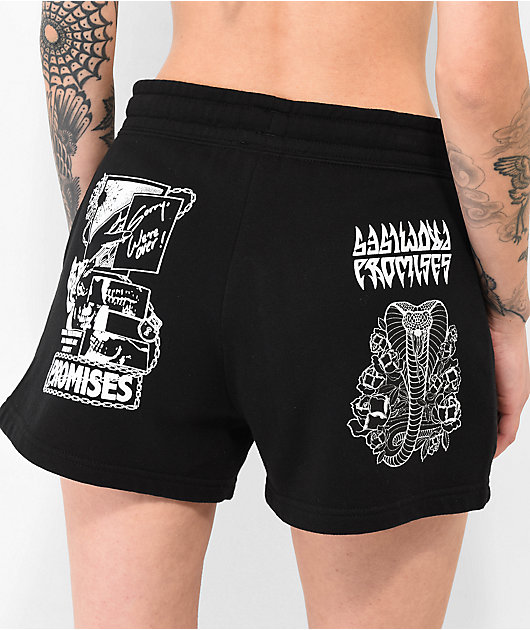 Broken Promises Immune To Love Black Sweat Shorts | Zumiez