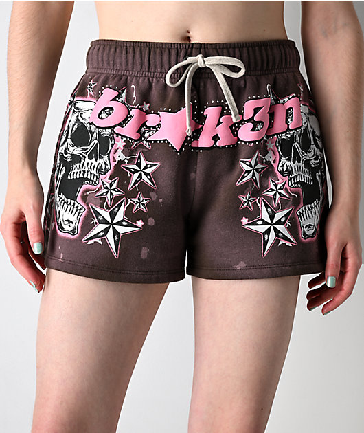 Broken Promises Nautty Brown Wash Sweat Shorts | Zumiez