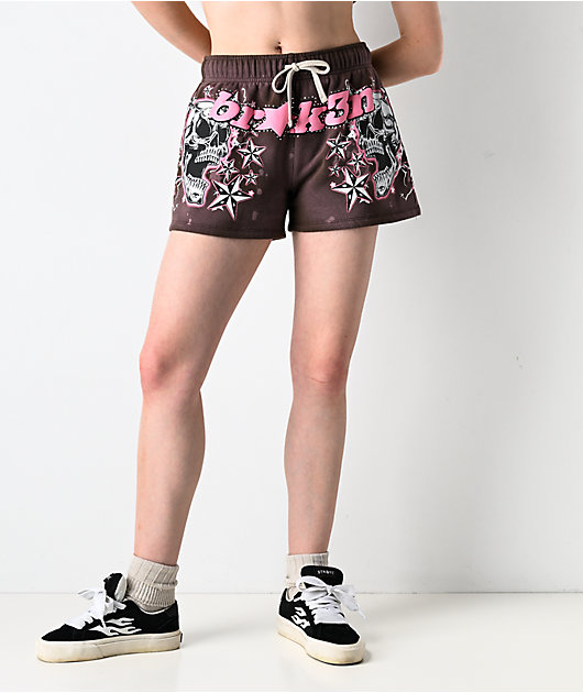 Broken Promises Nautty Brown Wash Sweat Shorts | Zumiez