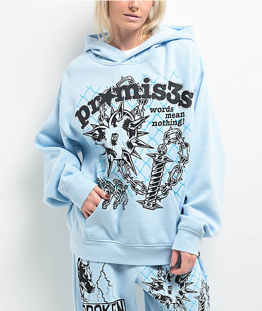 Broken Promises Pain & Pleasure Blue Rhinestone Hoodie | Zumiez