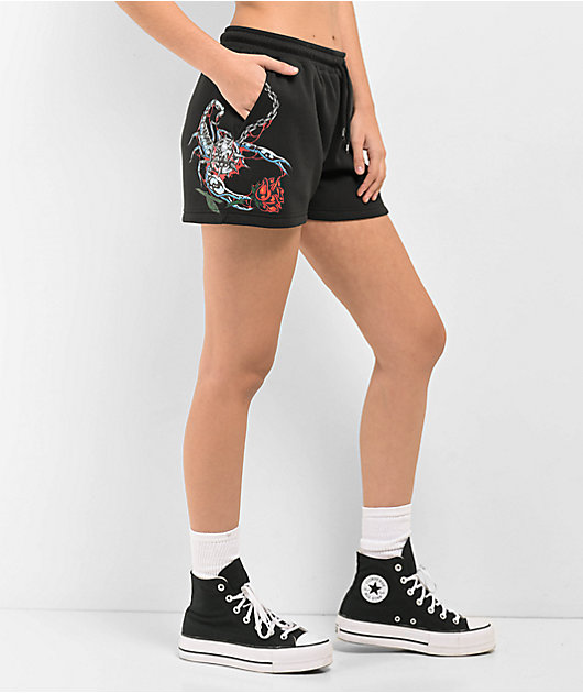 Broken Promises Repetition Black Sweat Shorts | Zumiez