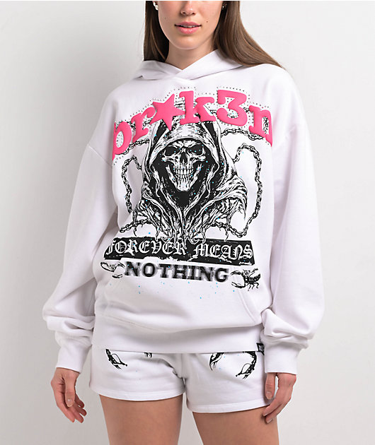 Broken Promises Soulless White Rhinestone Hoodie | Zumiez