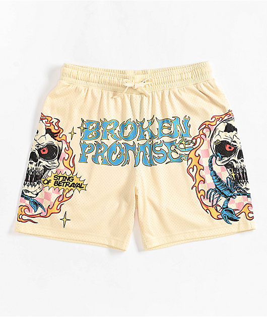 Broken Promises Sting Of Betrayal Natural Mesh Shorts | Zumiez