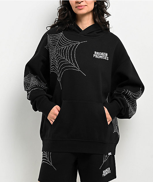 Broken Promises Stoned Web Black Hoodie | Zumiez