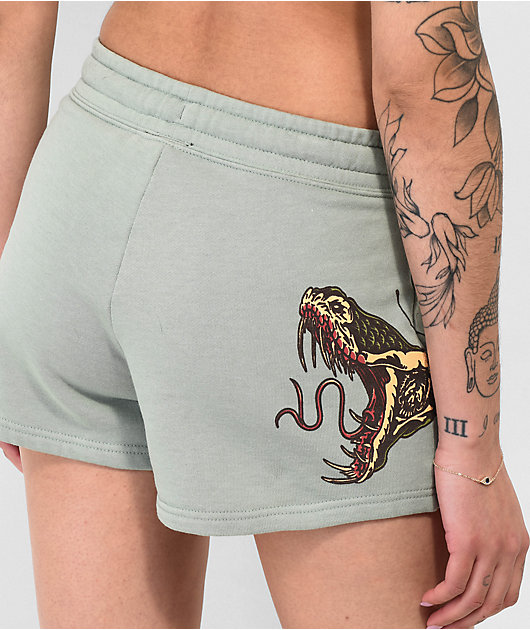 Broken Promises Viper Snake Green Sweat Shorts | Zumiez