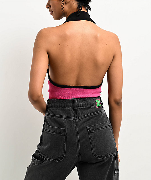 Broken Promises Who Cares Pink Knit Halter Top | Zumiez