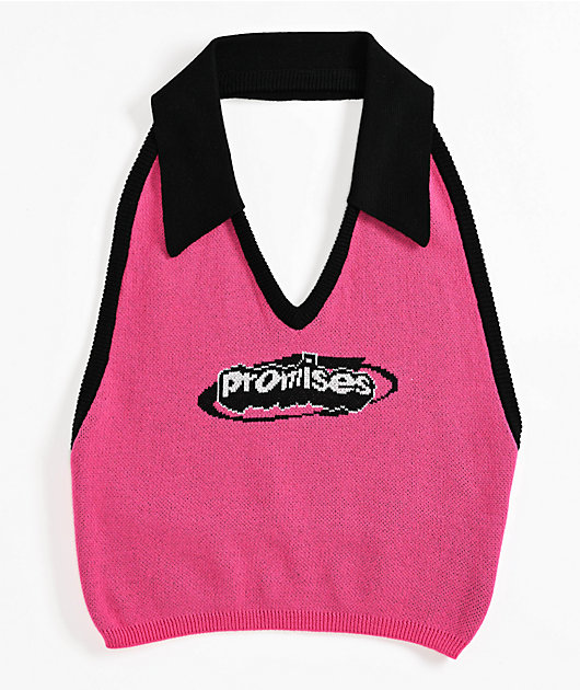 Broken Promises Who Cares Pink Knit Halter Top | Zumiez