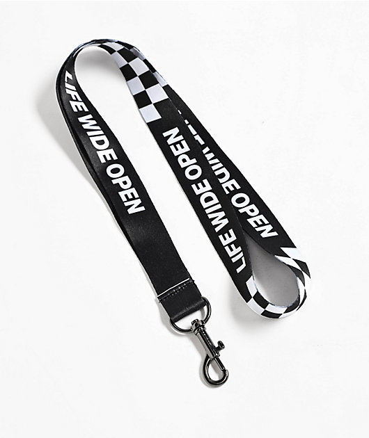 CBoysTV Life Wide Open Checkered White & Black Lanyard | Zumiez