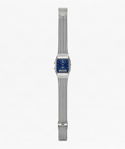 Casio AQ230EM-2A Silver & Blue Analog & Digital Watch | Zumiez