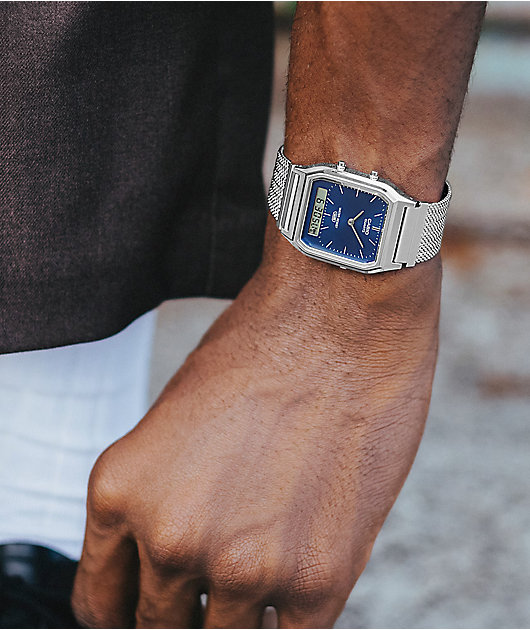 Casio AQ230EM-2A Silver & Blue Analog & Digital Watch | Zumiez