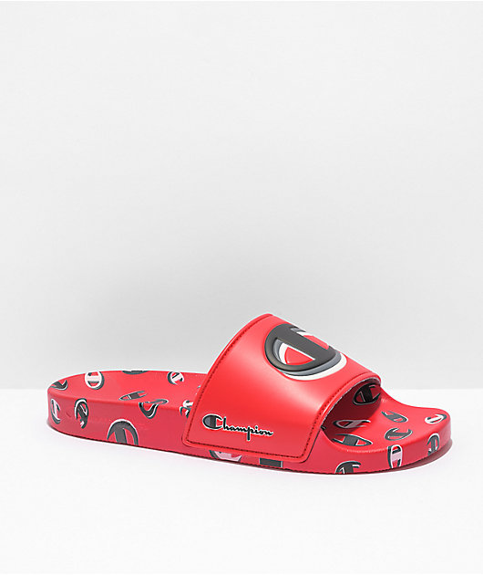 Champion 3Peat Red Slide Sandals | Zumiez