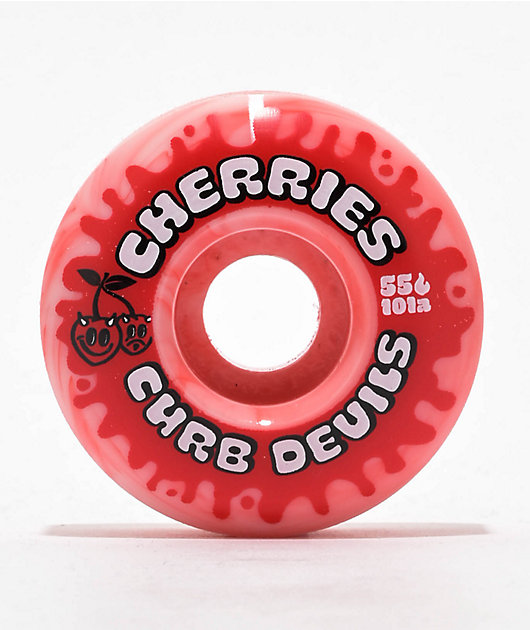 Cherries Wheels Curb Devils Red Swirl 55mm 101a Skateboard Wheels | Zumiez