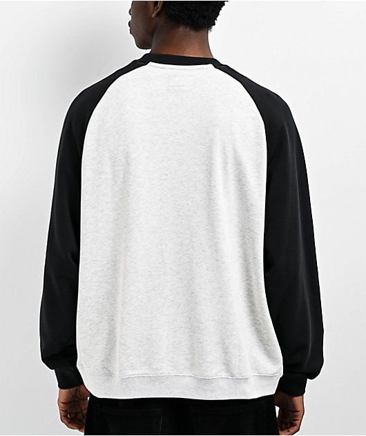 Converse Chuck Black & Grey Raglan Crewneck Sweatshirt | Zumiez