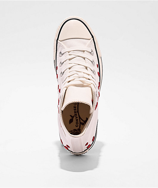 Converse Chuck Taylor All Star Love Me White & Red High Top Shoes | Zumiez
