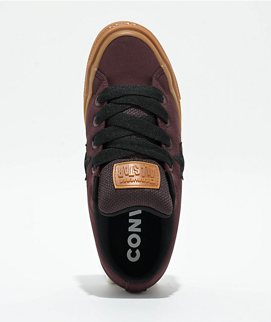 Converse One Star Puffed Bloodstone, Black, & Gum Skate Shoes | Zumiez