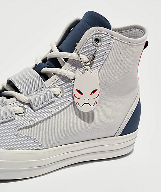 Converse x Naruto Chuck Taylor All Star Kakashi Barely Grey & Dark Waters High Top Shoes | Zumiez