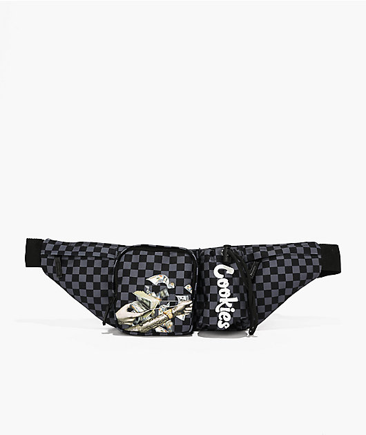 Cookies Throwin Bands Parker Black & Grey Checkerboard Fanny Pack | Zumiez