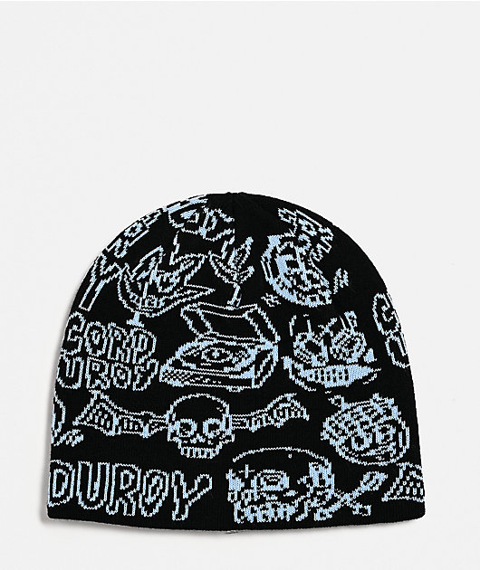 Corduroy FOS Black & Blue Skully Beanie | Zumiez