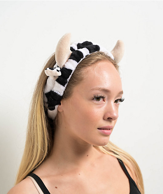Cow Black & White Plush Headband | Zumiez
