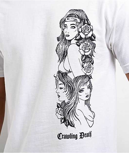 Crawling Death Rose Girl White T-Shirt | Zumiez
