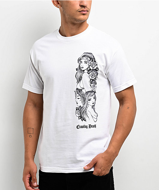 Crawling Death Rose Girl White T-Shirt | Zumiez