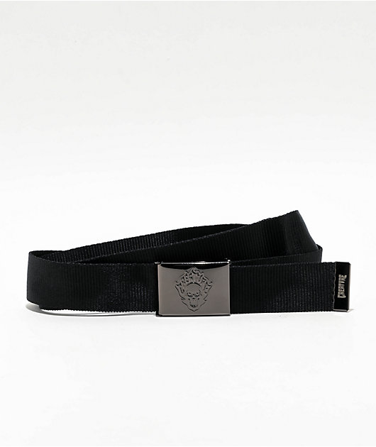 Creature Bonehead Flame Black Web Belt | Zumiez