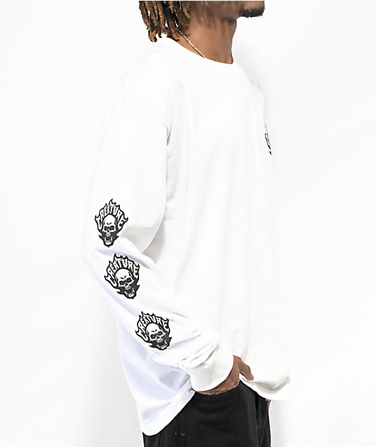 Creature Bonehead Flame White Long Sleeve T-Shirt | Zumiez
