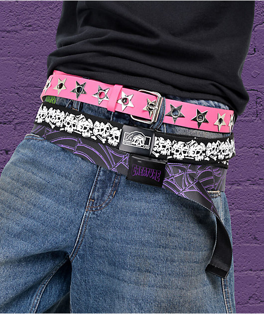 Creature Horror Black & Purple Web Belt | Zumiez
