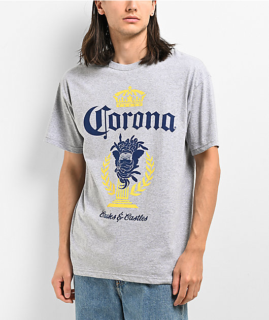 Crooks & Castles x Corona Lockup Grey T-Shirt | Zumiez