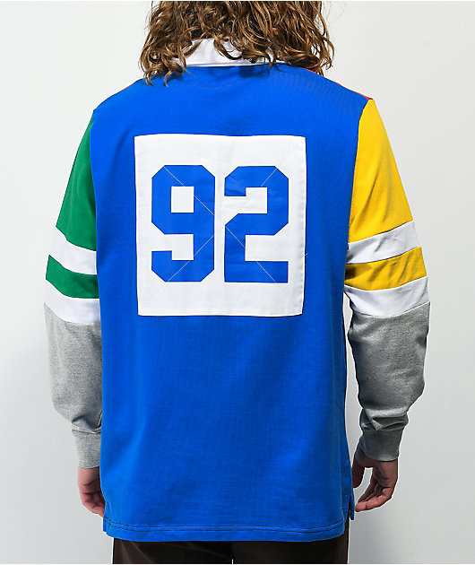 Cross Colours Colorblock White, Red, & Blue Rugby Shirt | Zumiez