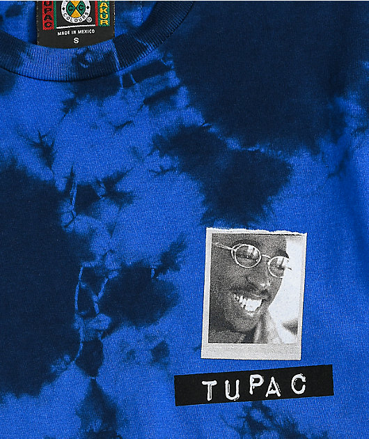 Cross Colours x Tupac All Smiles Blue Tie Dye T-Shirt