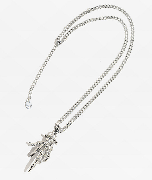Cyberspace Shop Skeleton Flip Off 18" Silver Chain Necklace | Zumiez