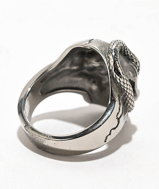 Cyberspace Shop Slither Skull Silver Ring | Zumiez