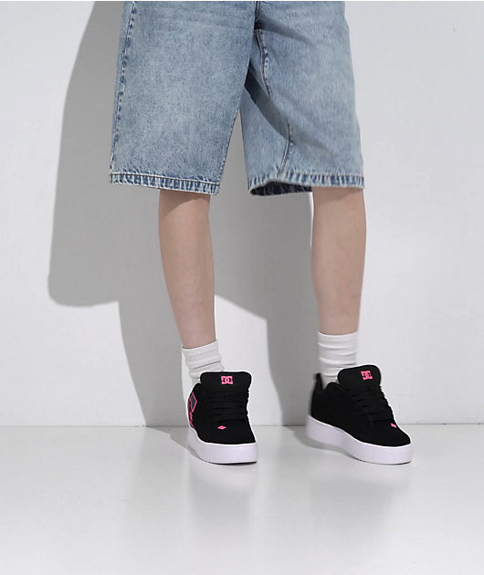 DC Court Graffik Black & Hot Pink Platform Skate Shoes | Zumiez