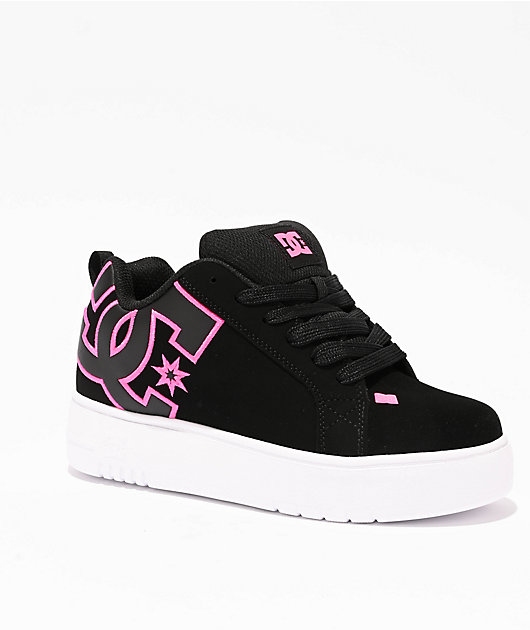 DC Court Graffik Black & Hot Pink Platform Skate Shoes | Zumiez