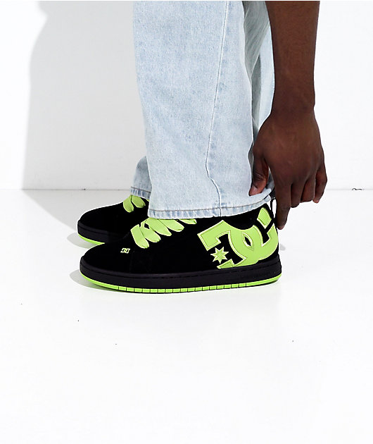 DC Court Graffik Black & Lime Green Skate Shoes | Zumiez