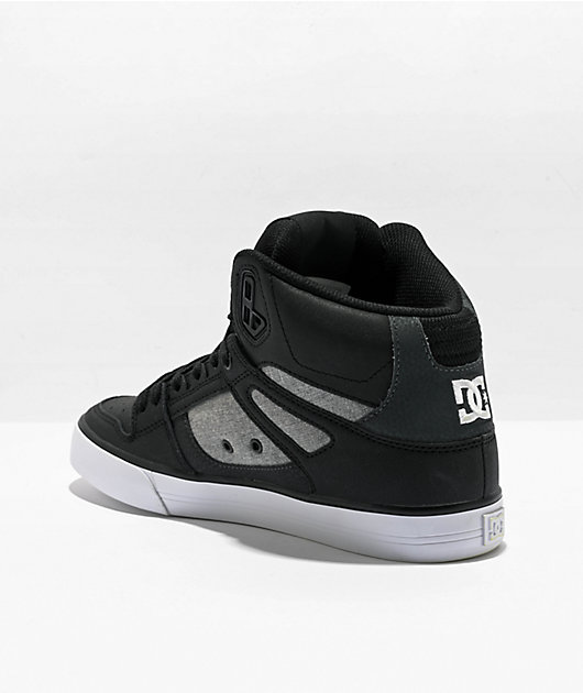 DC Pure High Black & Grey Skate Shoes | Zumiez
