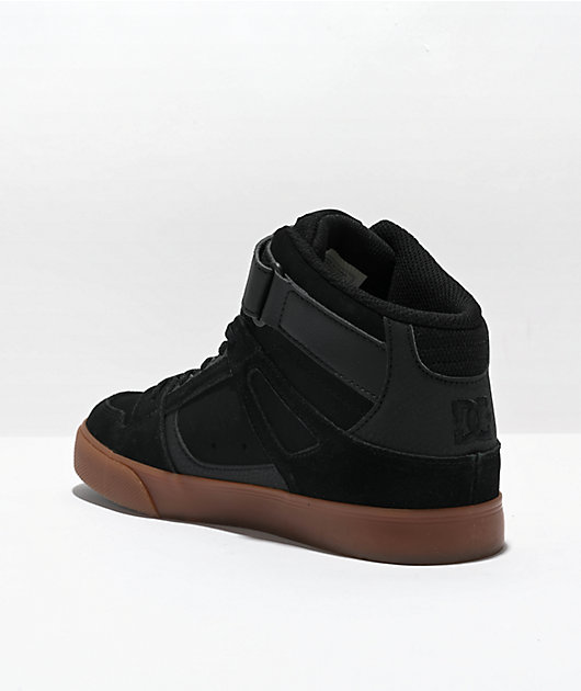 DC Pure High Top EV Black & Gum Skate Shoes | Zumiez
