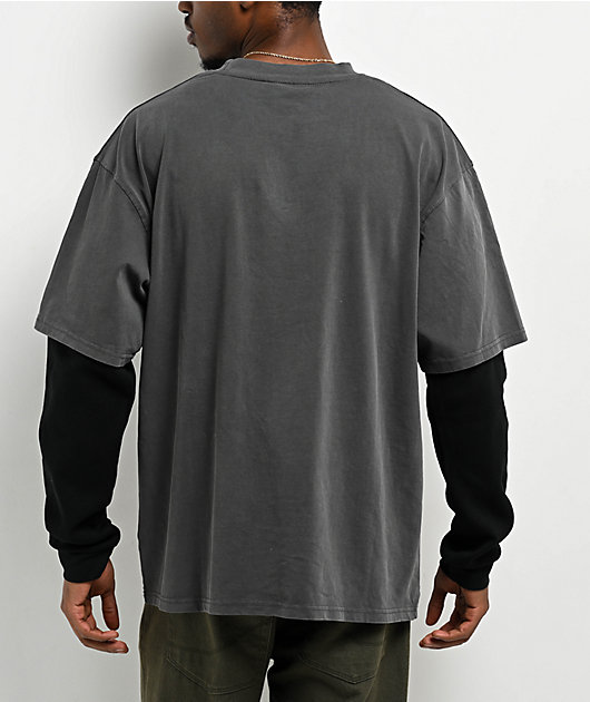 DGK Boulevard Grey & Black 2fer Long Sleeve T-Shirt | Zumiez